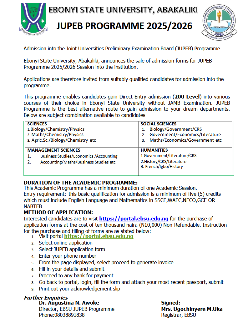 JUPEB - Ebonyi State University